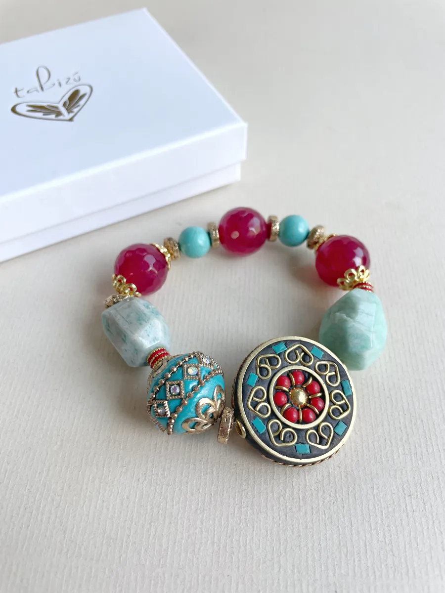 Pulseras entrepieza tibetana turquesa - Tabizú