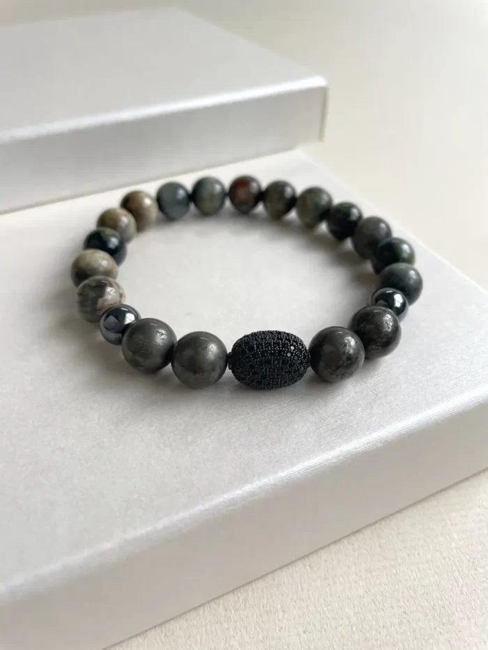 Pulsera pirita y entrepieza negra - Tabizú
